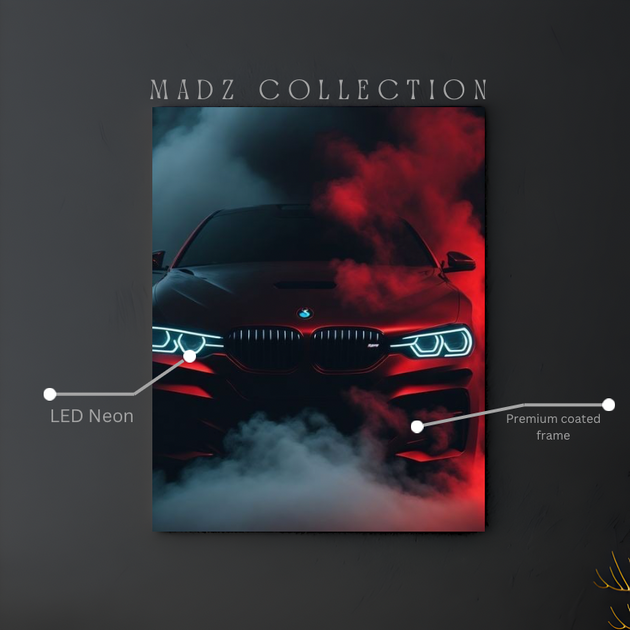 BMW Front DRLs Red One Side Only |Car Neon Poster – MADZ Factory