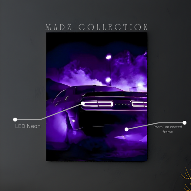 Dodge Challenger Back Light |Car Neon Poster – MADZ Factory