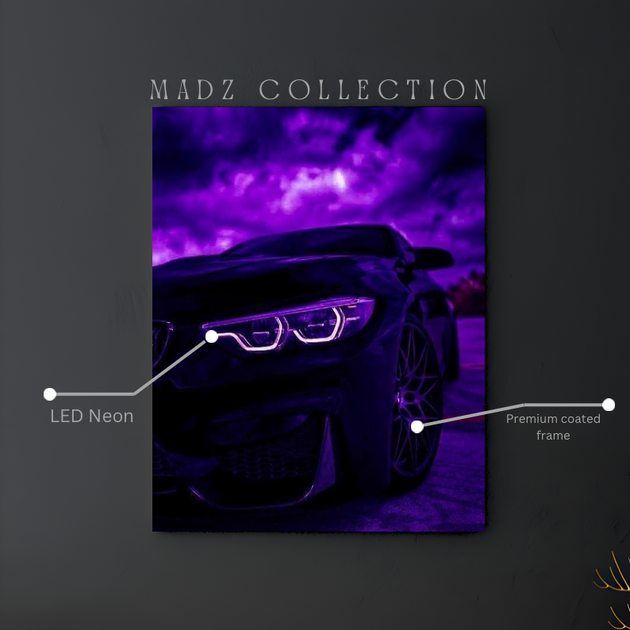 BMW Purple Lights |Car Neon Poster – MADZ Factory